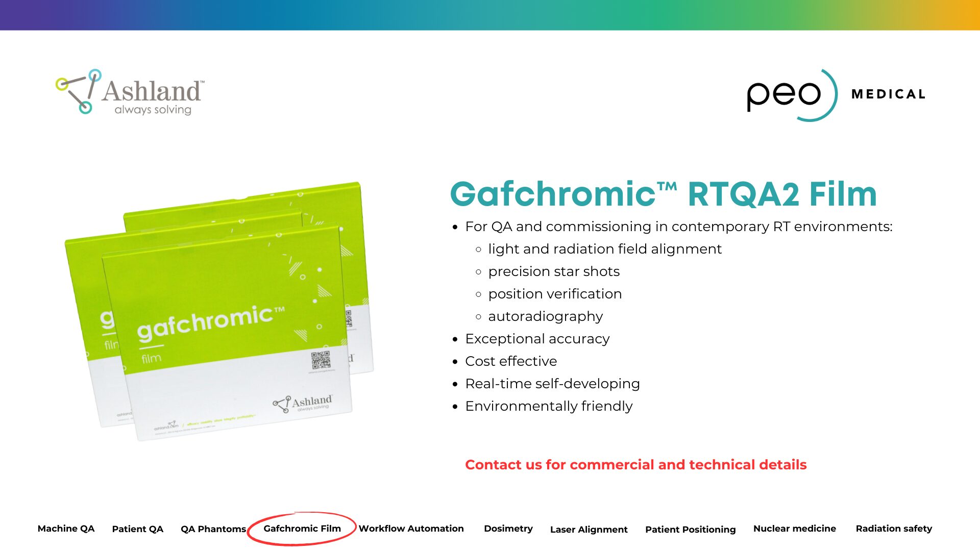 Gafchromic RTQA2, state-of-the-art processor-less film for QA and ...